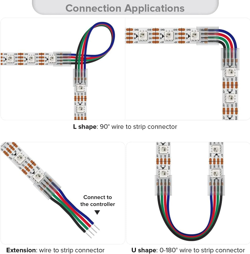 12V and 24V G-Multi Color RGB Strip to Wire Connector – G Light LEDs